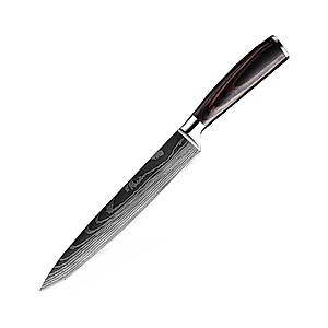 SHOKUNIN USA Ultra Sharp Premium 8-inch Stainless Steel Carving Knife - Ergonomic Design - Best for Slicing Roasts, Meats, Fruits and Vegetables - Japanese Knife - Multipurpose Knife