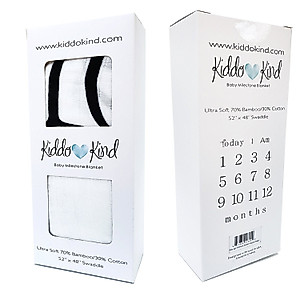 Kiddo Kind Baby Milestone Blanket - 52 x 48 - Makes Unique Photo Props for Babies - Extra Large Monthly Age Blankets Create Personalized Photography for Each Month - Perfect for Expecting Moms