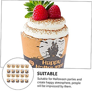 DOITOOL 100pcs Halloween Muffin Cups Mini Cakes Thickening Mousse Mini Cake Boxes Halloween Cupcake Decor Paper Cupcake Wrappers Halloween Cupcake Wrapper Cake Packing Cup Baking Cups Hard