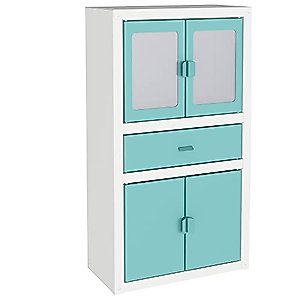 MIOCASA Mini Metal Locker Collectible Furniture Glass Door Display Cabinet for Classroom, School, Home, Pink, 14.25" Tall x 7.91" x 3.98"