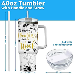 Hyturtle Personalized Picture Dog Dad 40oz Tumbler with Handle and Straw Gifts for Dog Lovers, Funny Father's Day Cup Gifts For Men, Best Gift Idea for Dogs Dad Stainless Steel Travel Cup With Lid