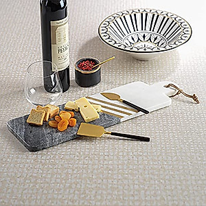 Zodax | Amalfi Footed Cheese and Charcuterie Platter | Calcutta Marble with Wooden Feet | 16.75" x 8.75" x 2"