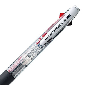 uni Ballpoint Pen Jetstream 3 Color Black, Red, Blue Ink 0.38mm, Transparent (SXE340038.T)