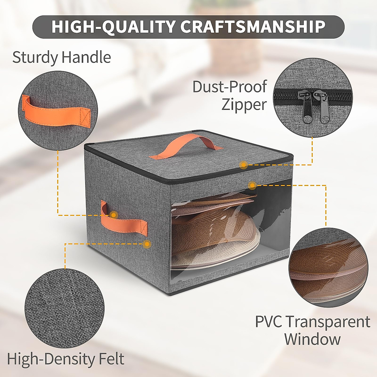 kushon Upgraded Hat Storage Box for Women & Men,Closet Hat Boxes Organizer Bag with Dustproof Lids,Cowboy Hat Box,Hat Carrier Case For Travel