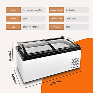 Yovtekc Commercial Countertop Hard Ice Cream Showcase, Gelato Display Freezer Case, Italian Ice Cream Display, Gelato Freezer Showcase Fast Cooling with LED Light, White