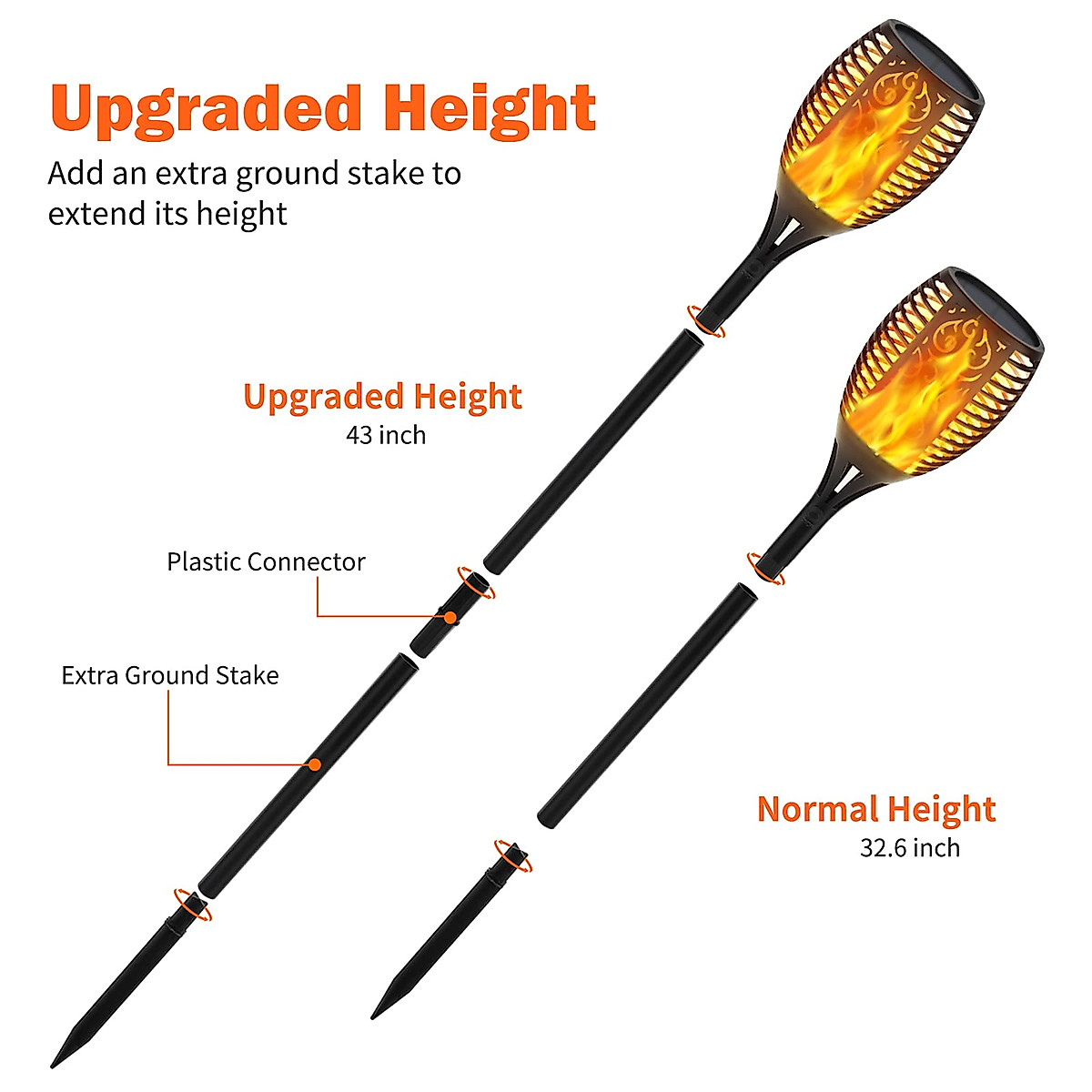 XCJC 4 Solar Torch Lights Outdoor: 96 Led Powered Dancing Flickering Garden Flame Landscape Lighting Backyard Patio Large Chrismas Yard Decorative Lantern Auto On/Off Dusk to Dawn Waterproof