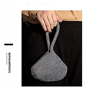 Women's Evening Bag Rhinestone Purse Handbags Triangle Style Chain Clutch Purse Bag Sparkly Party Prom Wedding Purse (Silver)