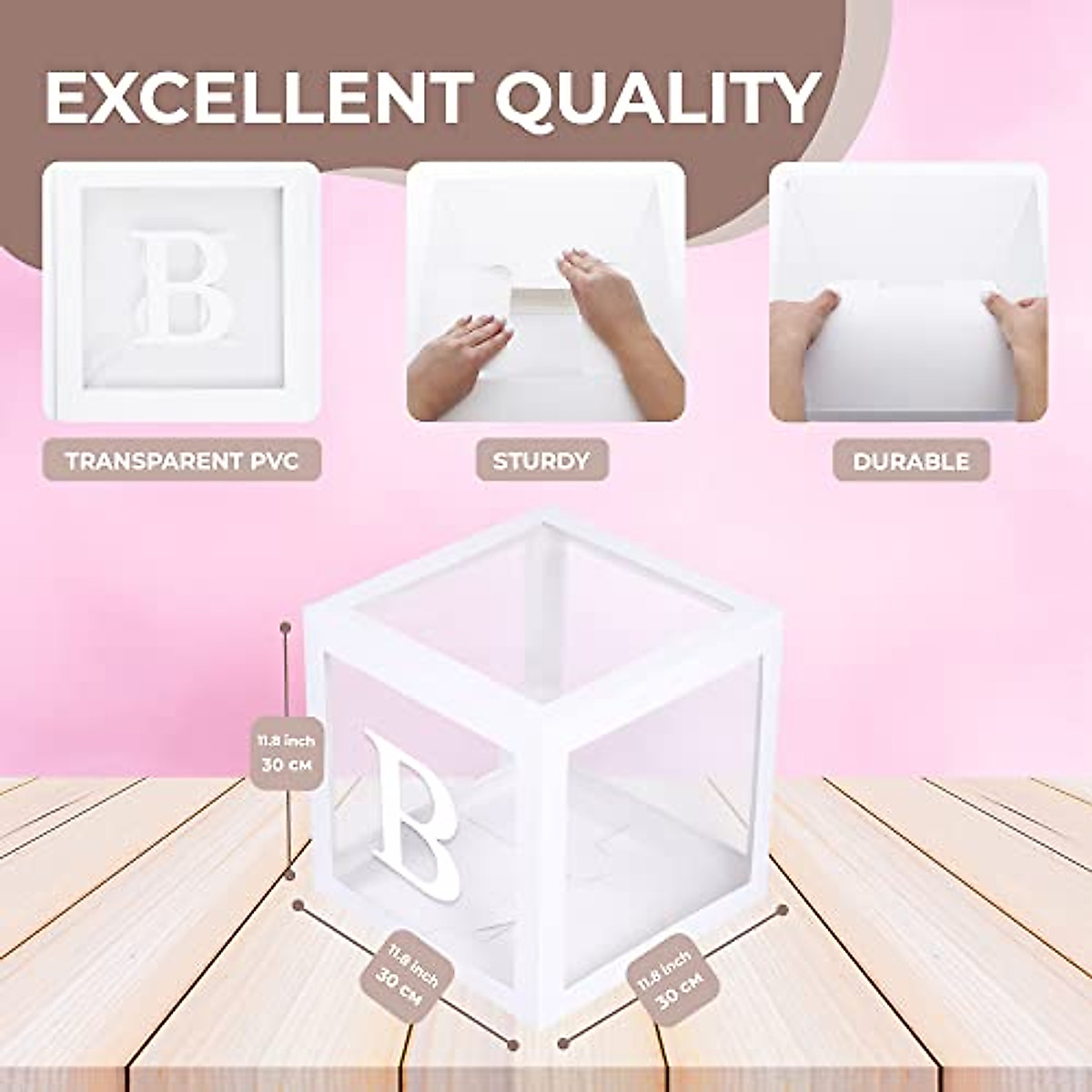 Baby Boxes with Letters for Baby Shower - Baby Shower Decorations of 4 White Blocks, 8 Letters, Perfect Party Decor