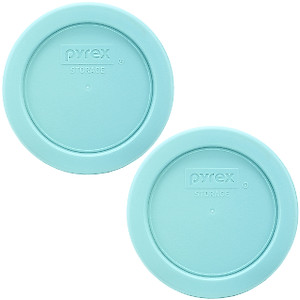 Pyrex 7202-PC Jade Dust Green Round Plastic Replacement Food Storage Lid, Made in USA - 2 pack