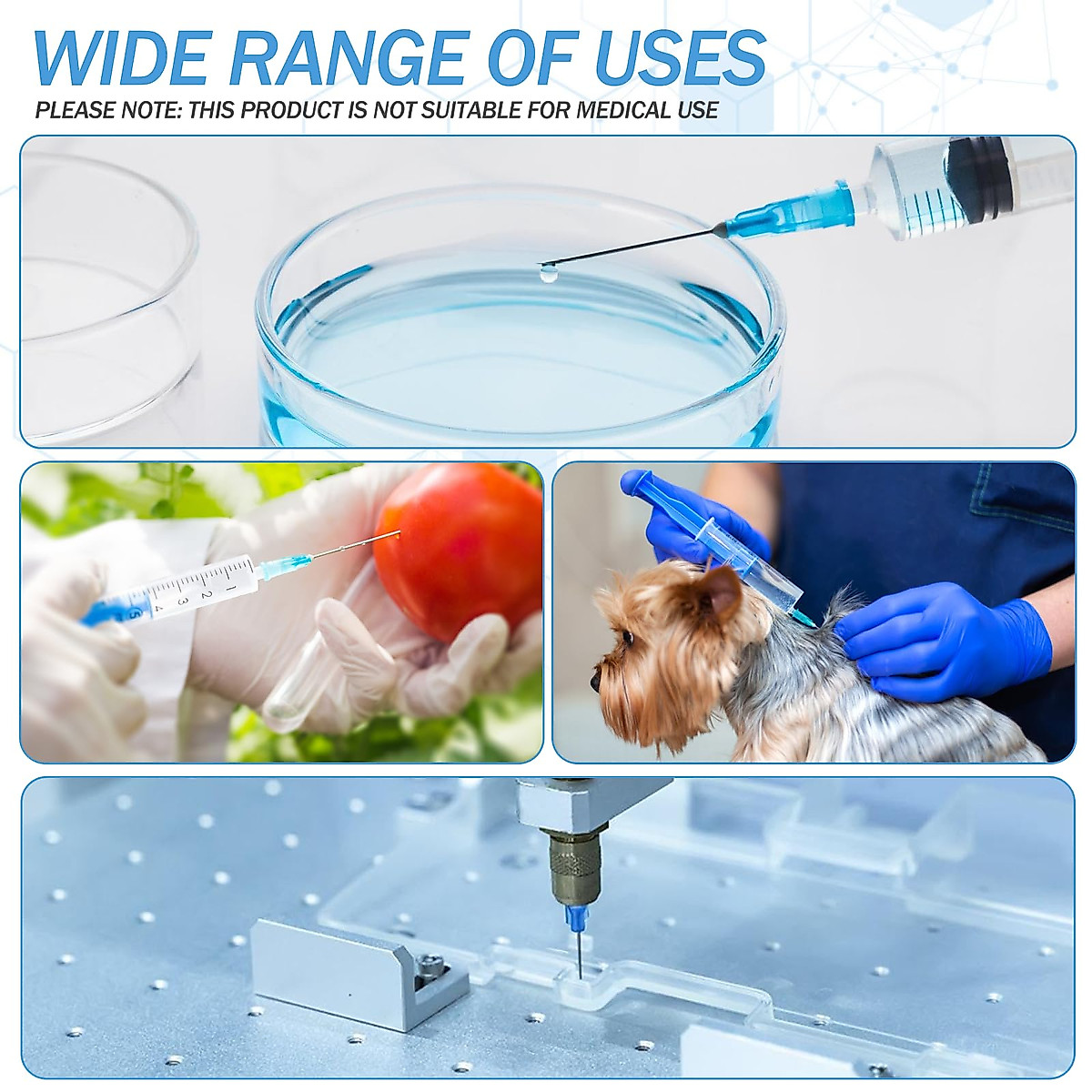 100Pack 23 Gauge 1 Inch 25MM Sterile Disposable Injection Needle for Lab Industrial Measuring, Refilling Inks, Plant and Crafts, Individually Wrapped