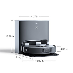 ECOVACS DEEBOT X1 Plus Robot Vacuum and Mop Combo with Self Emptying Station, 5000Pa Robot Vacuum Cleaner, Upgraded Laser Navigation, 3D Map, Obstacle Avoidance, Built-in YIKO Voice Assistant, Black