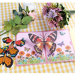 ilauke Pop Up Cards, 3D Butterfly Pop Up Cards, Greeting Cards with Magic Flying Butterfly&Envelopes, for Mothers Fathers Teachers Day Birthday Valentine's Anniversary Thank You Day