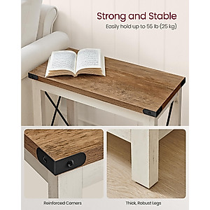 VASAGLE 2-Tier End Table, Side Table with Bottom Shelf, Nightstand for Small Spaces, for Living Room, Bedroom, Farmhouse Style, Rustic White and Honey Brown ULET235W01