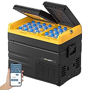 BougeRV 12 Volt Car Refrigerator Dual Zone, Portable Freezer Fridge APP Control, ED45(45L) Compressor Freezer Fridge 12V/24V DC 110~240V AC, for Truck Van RV Camper SUV Boat Travel Camping