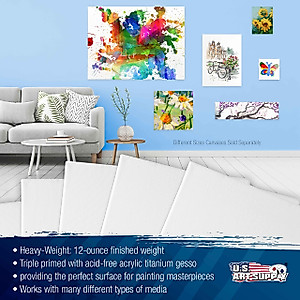 U.S. Art Supply 16 x 16 inch Stretched Canvas 12-Ounce Triple Primed, 6-Pack - Professional Artist Quality White Blank 3/4" Profile, 100% Cotton, Heavy-Weight Gesso - Acrylic Pouring, Oil Painting