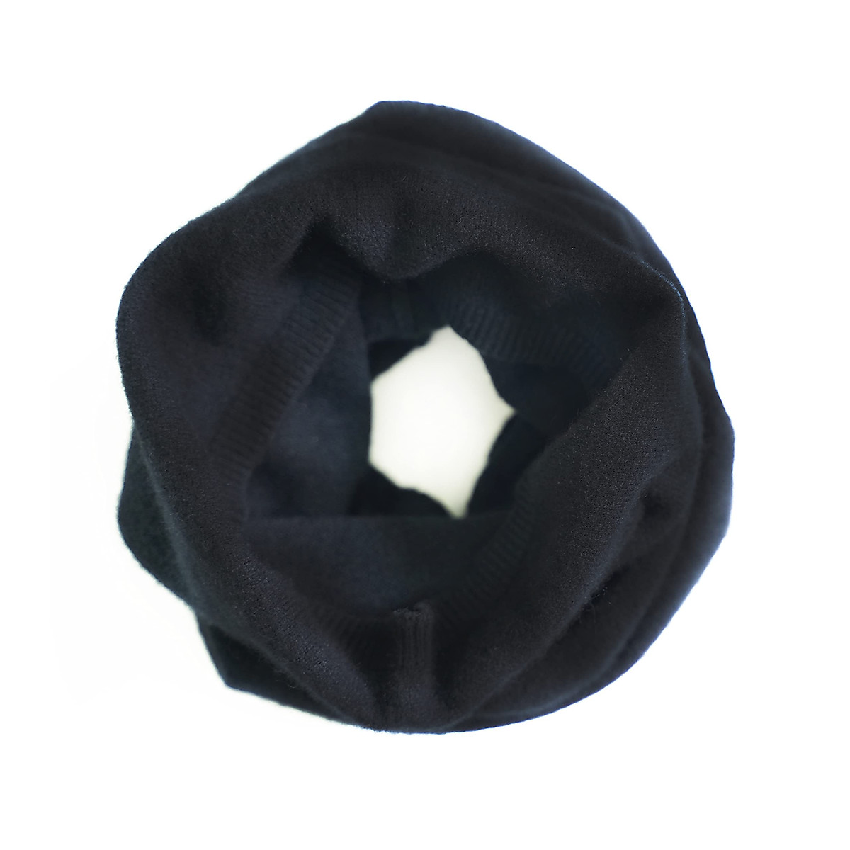 tittimitti 100% Cashmere Knitted Neck Gaiter Neck Warmer Loop Scarf for Men and Women. (Black)