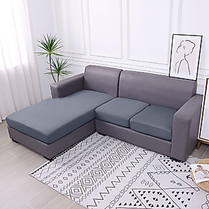 hyha Waterproof Couch Cushion Covers, Sectional Sofa Slipcovers Washable, L Shape Chaise Dog Couch Covers for Sectional Sofa, Universal Furniture Protector (1 Piece for Chaise, Grey)