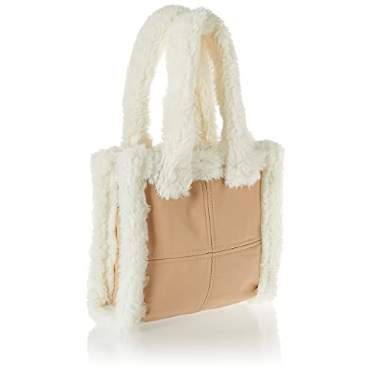 Madden Girl Faux Fur Tote-Tan & White, Tan