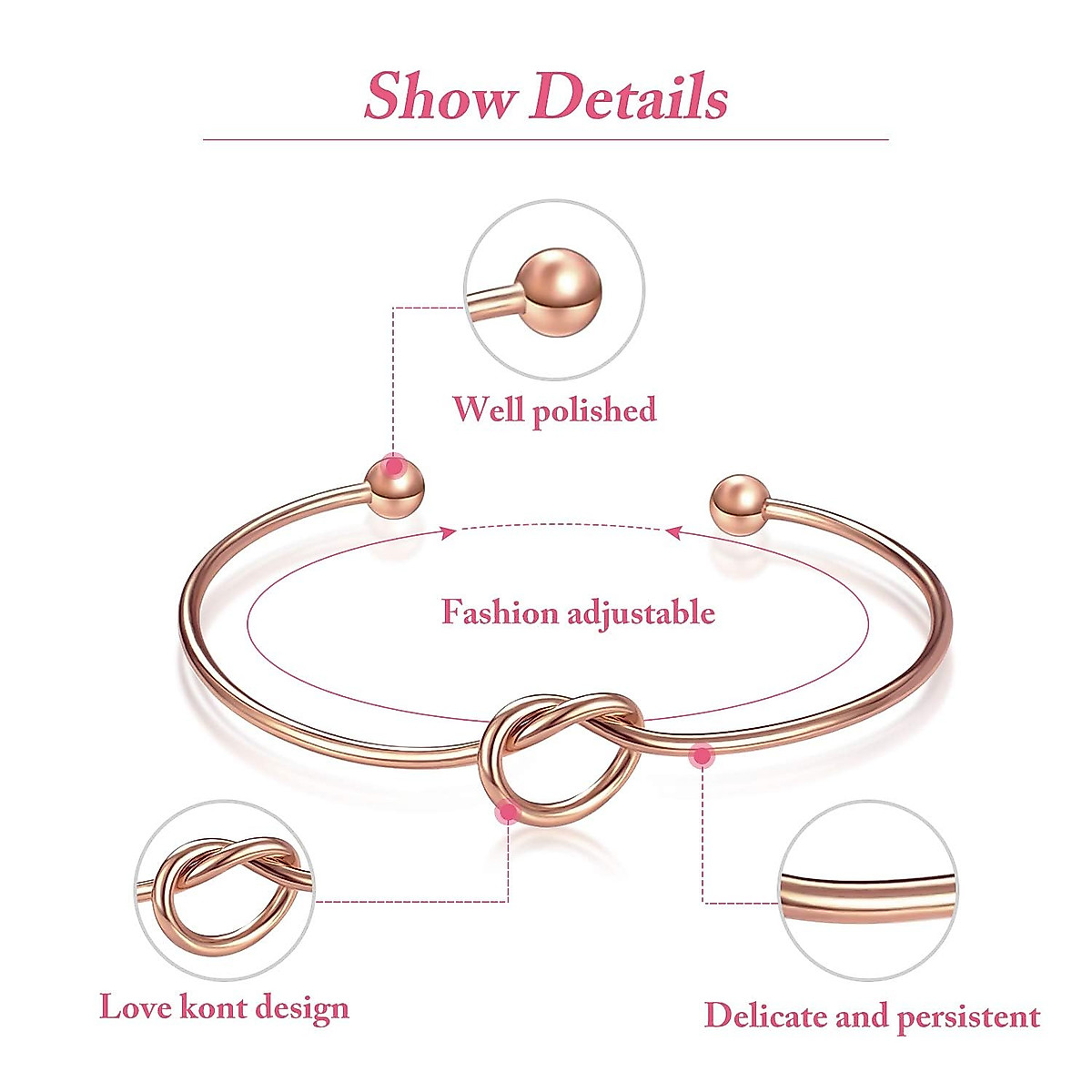 Hicarer 10 Pcs Wedding Bridesmaid Bracelet for Women Bridesmaids Gifts for Proposal Knot Cuff Bangle Knot Bridesmaid Bracelets