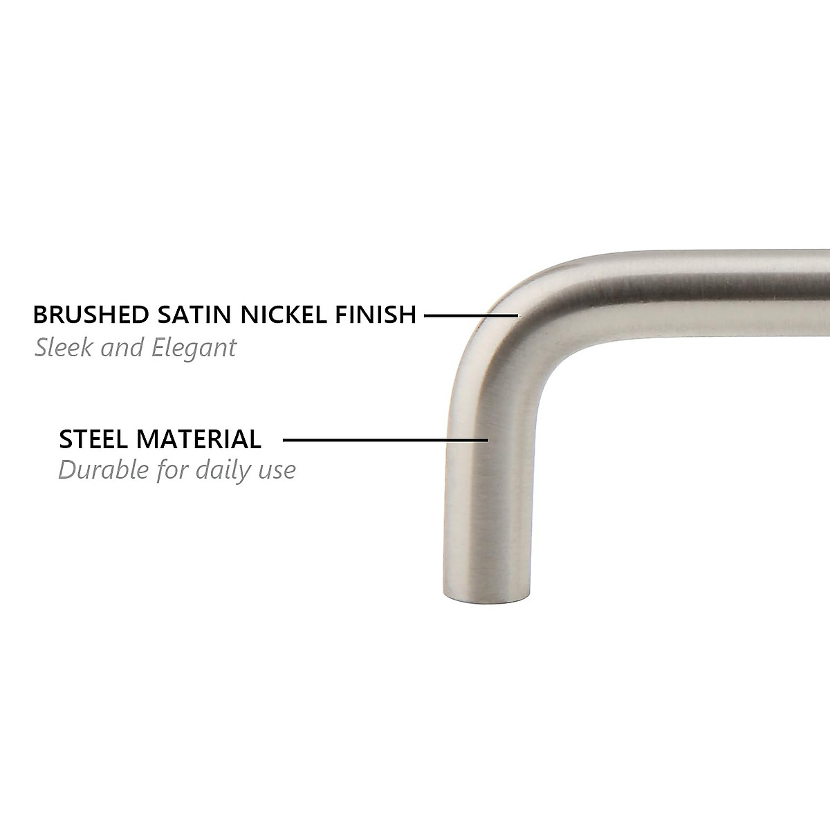 Silverline Satin Nickel Cabinet Hardware Drawer Handle Pull - 4'' Hole Centers, 25 Pack