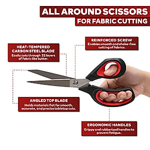 XFasten Heavy-Duty Professional Tailor Scissors, 9.5-Inch Heavy Duty Ultra-sharp Dressmaker’s Scissors Shears for Fabric Cutting | Sewing scissors for Fabric