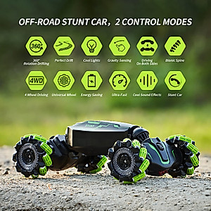 TADOZIC 4WD Remote Control Gesture Sensor Car,Hand Controlled RC Stunt Car,Double-Sided Vehicle 360° Rotation with Light and Music Spray, Watch Toy Cars for Boys & Girls Birthday