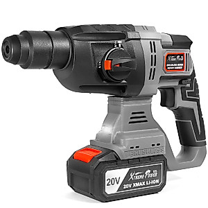 XtremepowerUS 20V Max SDS Plus Rotary Hammer Drill Brushless Cordless Demolition Hammer with 4.0Ah Lithium Battery and Charger