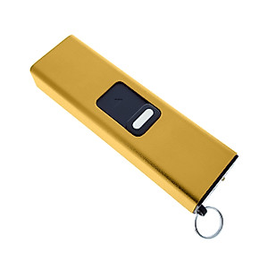 Thunder Blast 3 1/4" Mini Self Defense Stun Gun LED Flashlight Rechargeable w/Charging Cable. for Self Defense, Personal Protection (Gold)