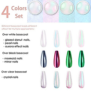 Allstarry Chrome Nail Powder Metallic Mirror Effect Pigment Chrome Iridescent Aurora Nail Glitter Mermaid Pearl Glitter Dust Kit for Gel Polish Nail Art Decoration, Resin Craft- Violet Green Emerald