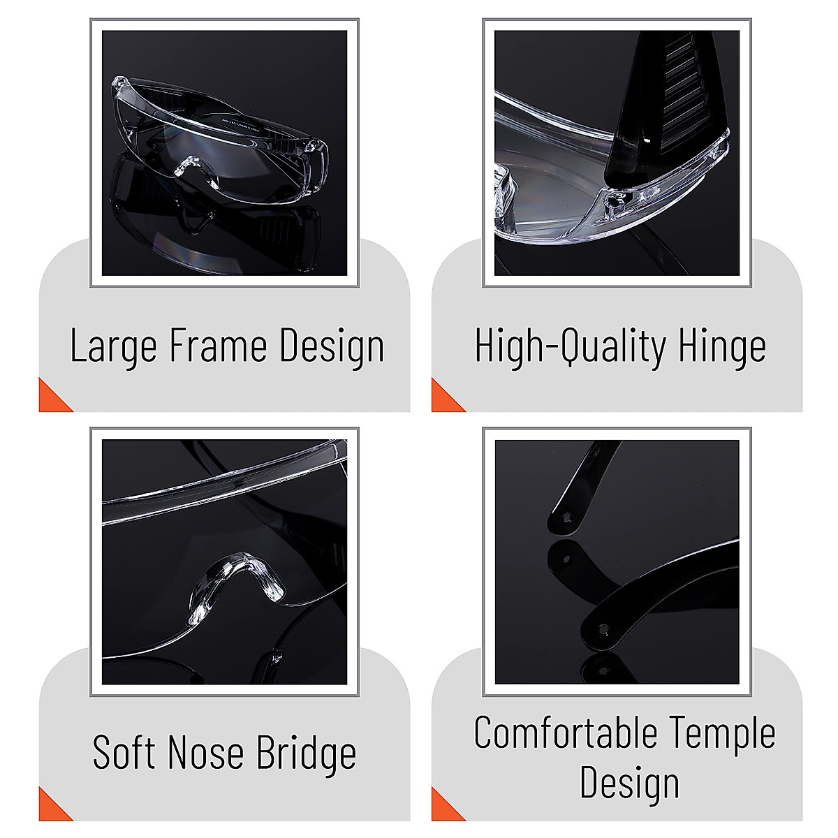 UNCO- Safety Goggles Over Glasses, Protective Goggles, Safety Goggles Anti Fog, Work, Safety Glasses Over