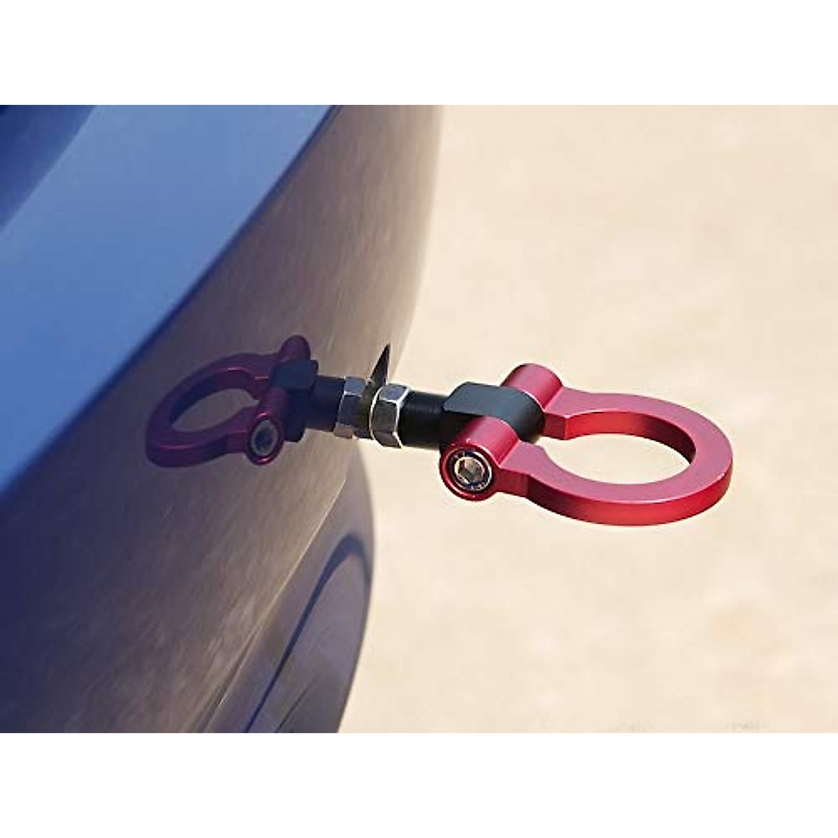iJDMTOY Red Track Racing Style Tow Hook Ring Compatible with BMW 1 3 5 Series X5 X6 (E36 E39 E46 E90 E92, etc), Compatible with Mini Cooper (R52 R56 R57 R58 R59, etc)