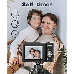 Digital Camera, Zostuic Autofocus 48MP Kids Camera with 32 GB Card 1080P Vlogging Camera with 16X Zoom, Compact Portable Mini Cameras for 4-15 Year Old Kids Children Teen Student Girls Boys(Black)