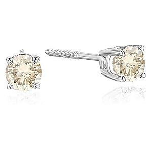 Vir Jewels 3/4 cttw Champagne Diamond Stud Earrings 14K White Gold Round Screw Backs