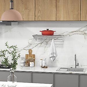 Urparcel Stainless Steel Wall Rack with Ten Hooks 12 x 36 Inch,210 lbs Load,NSF Certified,Kitchen Rack Steel Wall Mount Shelves for Kitchens,Commercial Restaurants,Laundries,Bars