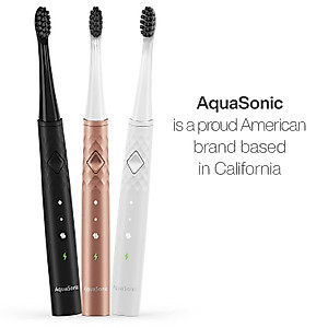 AquaSonic Pulse – Ultra Whitening Electric Toothbrush w Activated Charcoal Whitening Bristles – Sonic Rechargeable toothbrush – 3 Modes & Smart Timers – Lasts 45 days – Home & Travel Toothbrush