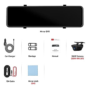 【Newest 11''】 Mirror Dash Cam Front and Rear Dual 1080P Rear View Mirror Camera FHD IPS Full Touch Screen Rearview Dashcam Waterproof Backup Camera with Enhanced Night Vision 170° Wide Angle for Cars