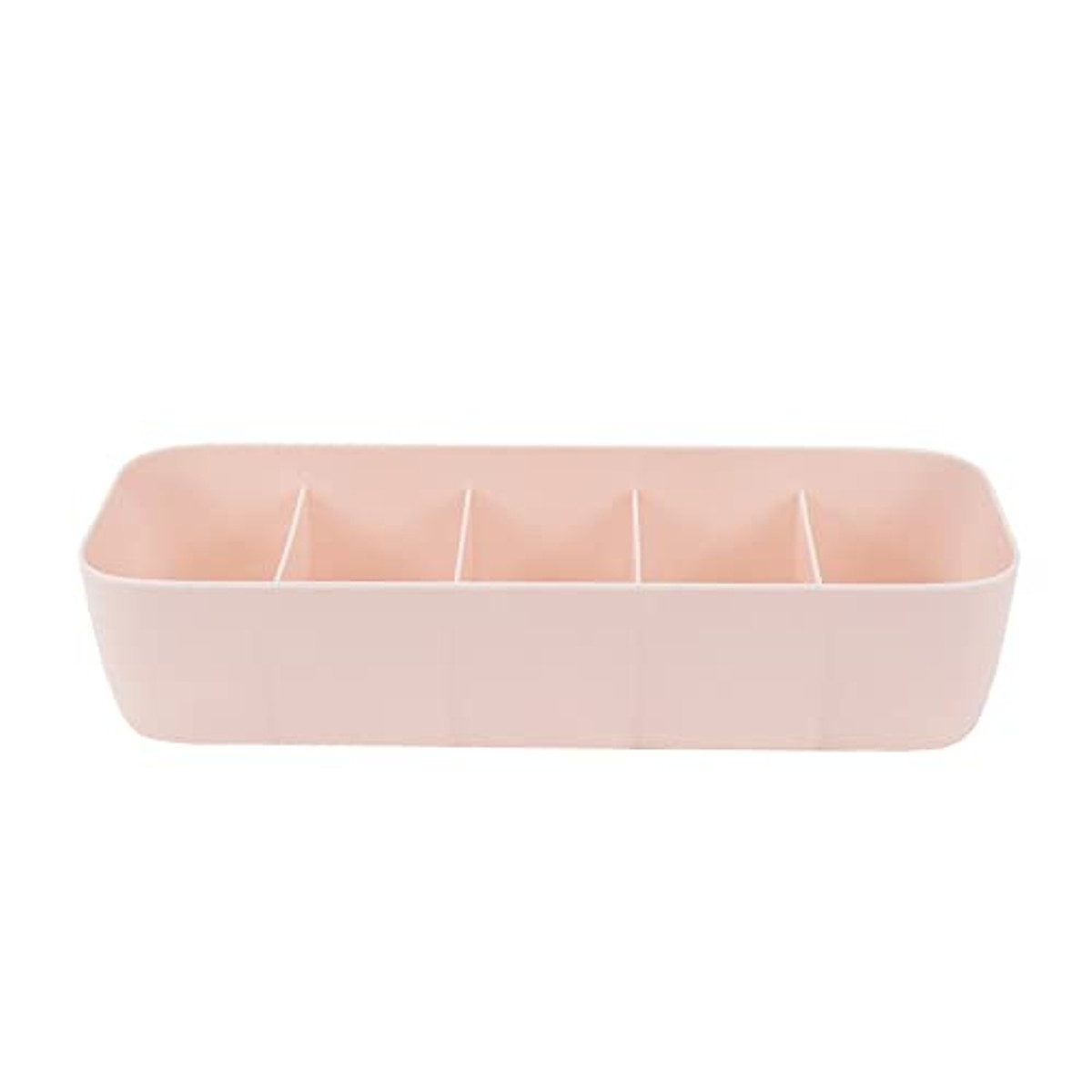 Bisbai Plastic 5 Compartment Divided Drawer, Cabinet, Closet Storage Box - Organizer, Pink (2Pcs)