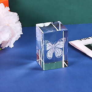 Movdyka 3D Crystal Etched Butterfly Gifts for Women Men Glass Animals Figurine Office Room Decor with LED Light Base, Butterflies Gifts for Birthday Christmas, Keepsakes & Paperweight