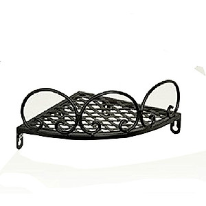 Garden Style Wrought Iron Corner Shelf Triangle Bathroom Shelves (Black)