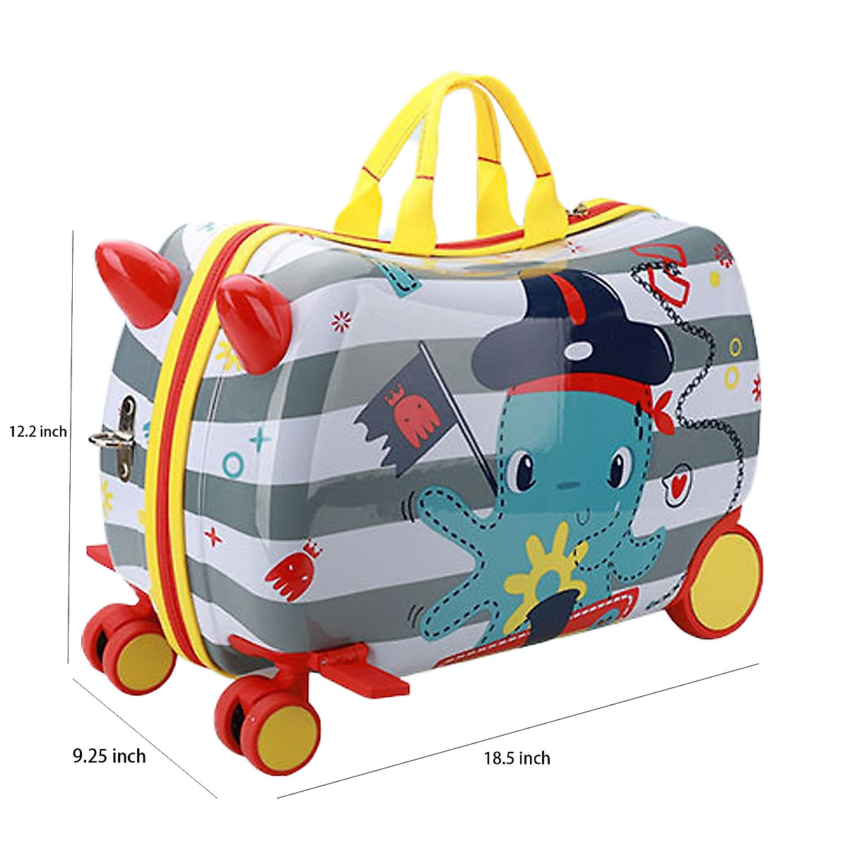 LemoHome Kids ride-on Suitcase carry-on luggage for kids,Travel Suitcase Toddler Luggage With Wheels,Hard Luggage for Women and Men (Multi-colored)