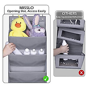 MISSLO Narrow Over the Door Organizer with Deep Pocket - 2 Pack Behind the Door Storage Organizer Rack for Baby Diaper, Shoe, Closet, Bathroom, Bedroom, Pantry, Nursery, Gray