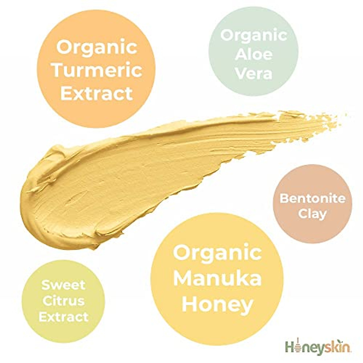 Turmeric Face Mask for Sensitive Skin - Deep Pore Cleansing Mask - Skin Moisturizing Face Mask - Organic Face Mask Skin Care with Manuka Honey, Kaolin Clay and Bentonite Clay Mask (3oz)