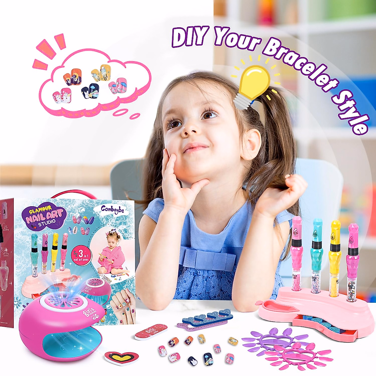Kids Nail Polish Set for Girls - Nail Art Kit for kids Ages 7-12 - Girls Toys 8-10 - Non Toxic Nail Polish, Girls stuff for Spa,Manicure,Birthday Gifts Toys for Girls Age 6 7 8 9 10 12 Years