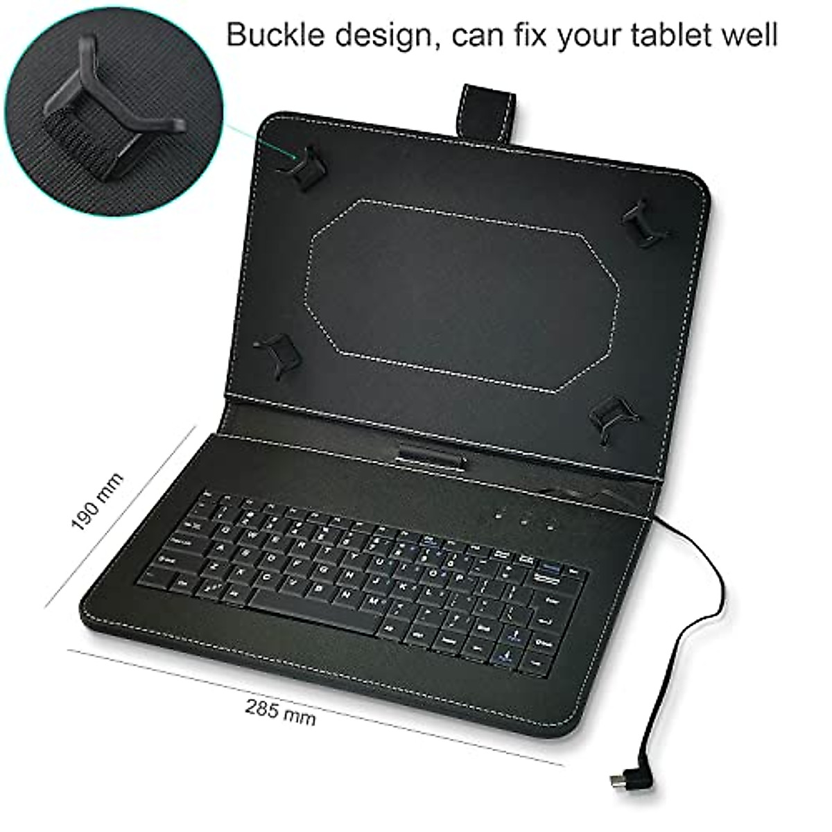 Universal Keyboard Pu Leather Case Cover for 9inch-10.1inch 9",10.1" 10.8“ Tablet PC with Micro USB QWERTY External Keyboard Compatible with Samsung Galaxy/Lenovo tab Android Tablet
