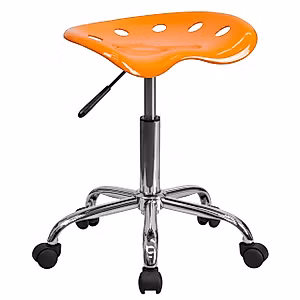 Flash Furniture Taylor Vibrant Orange Tractor Seat and Chrome Stool