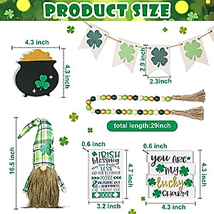 St. Patrick's Day Tiered Tray Decor Set 6, Shamrock Pot of Gold Wood Sign, Irish Lucky Theme Table Centerpiece Decoration Sign for Home Party Décor