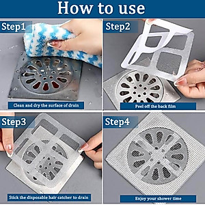 30 PCS, 4" x 4" Disposable Shower Drain Cover Hair Catcher Shower Drain Mesh Stickers for Bathroom, Laundry, Bathtub, Kitchen, and Sink - Effective for Human and Pet Hair