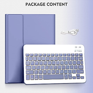 ABEIFAN iPad Keyboard Case 9.7 for iPad 2018 6th Gen, iPad Pro 9.7" 2017 5th Gen, iPad Air 2/Air, Wireless Detachable Keyboard with Pencil Holder Grey-Purple
