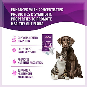 Petfast Probiotic Strips for Dogs and Cats, Pumpkin Flavor, 10 Billion CFUs, 30 Fast Dissolving Oral Strips, Improved Gut Health