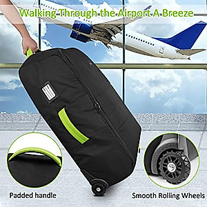 Padded Stroller Travel Bag with Wheels for Airplane Compatible with UPPAbaby MINU V2 and MINU, Nuna Mixx Next, Gate Check Stroller Bag with Inner Wheel Bag, Stroller Storage Bag for Baby Accessories